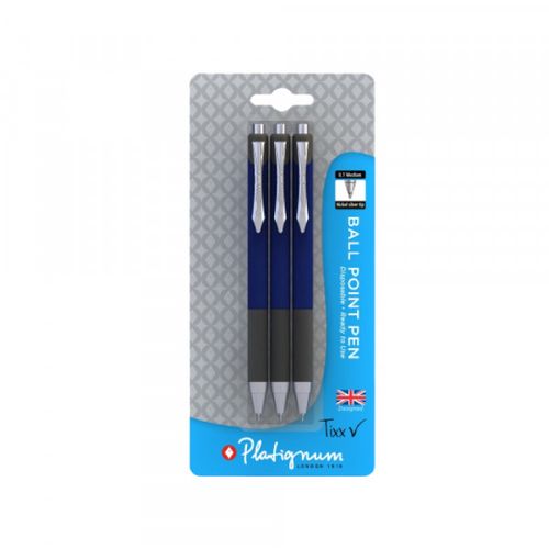 Hemijska olovka Platignum Tixx, blister 3 komada, plava