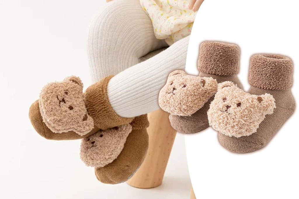 Neklizajuće TeddiSocks čarape za bebe, 0-12 meseci 1+1 Besplatno