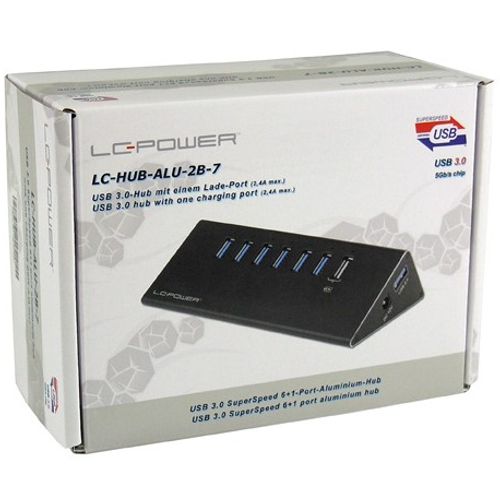 USB LC Power LC-HUB-ALU-2B-7 HUB 6+1port USB3.0 Aluminium