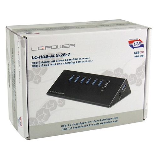 USB LC Power LC-HUB-ALU-2B-7 HUB 6+1port USB3.0 Aluminium