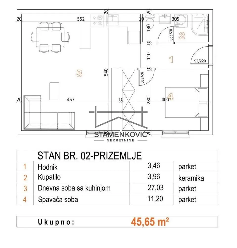 Prodaja, dvosoban stan, 46m2, Adice, Novi Sad, Novi Sad