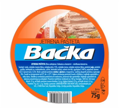 PASTETA JETRENA BACKA 75G
PASTETA JETRENA BACKA 75G