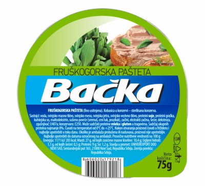 PASTETA FRUSKOGORSKA BACKA 75G
PASTETA FRUSKOGORSKA BACKA 75G