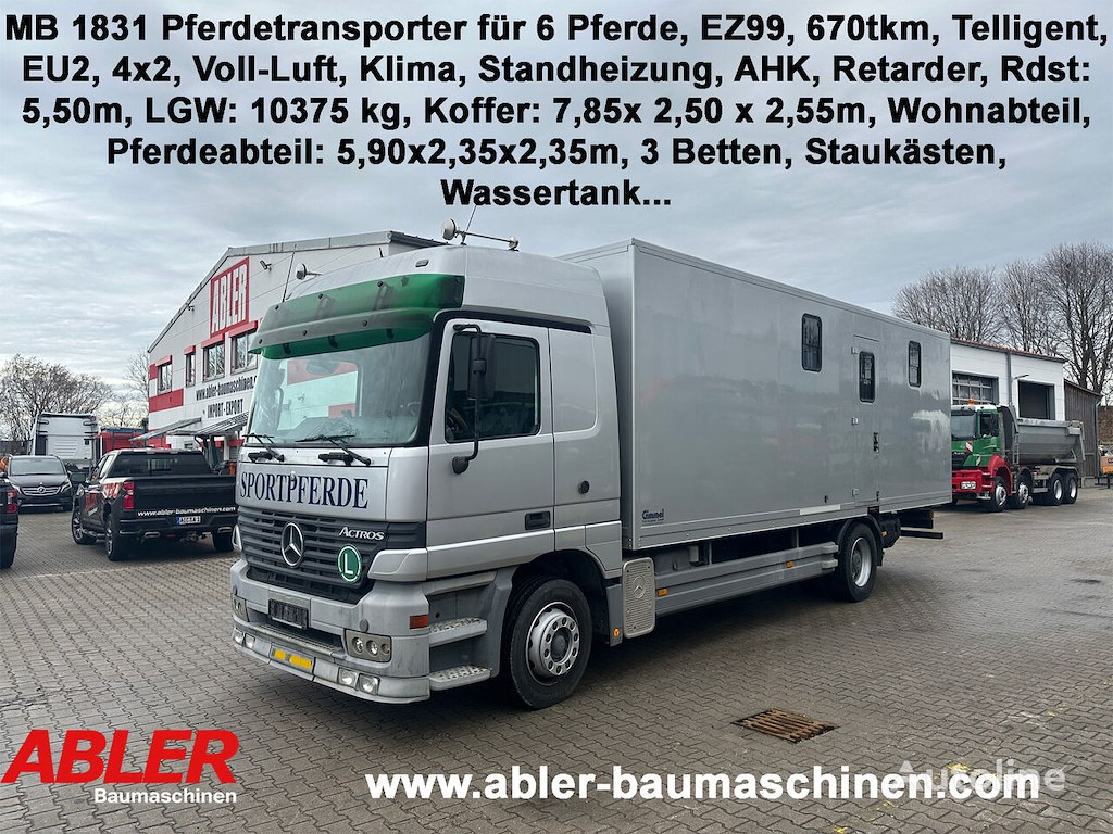 Mercedes-Benz 1831 Actros Pferdetransporter Gimmel für 6 Pferde Klima Retarder kamion za prevoz konja