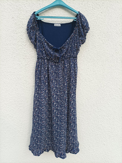 Vintage Cvetna Plava Haljina XL