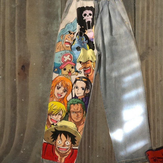 One Piece ručno oslikane pantalone