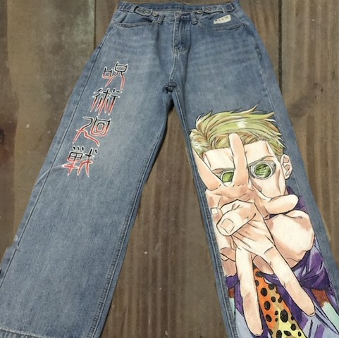 Jujutsu Kaisen ručno oslikane pantalone