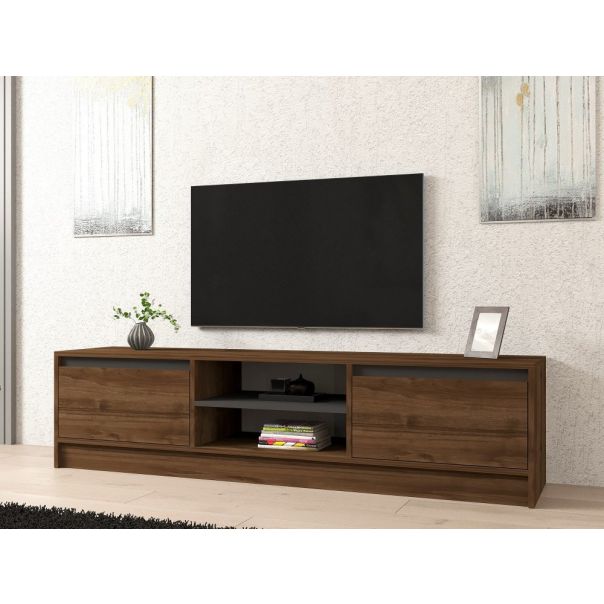 HANAH HOME TV polica Olca Walnut Anthracite