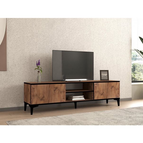 HANAH HOME TV polica Begi Atlantic Pine, crna