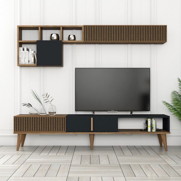 HANAH HOME TV polica Milan TV Walnut Anthracite