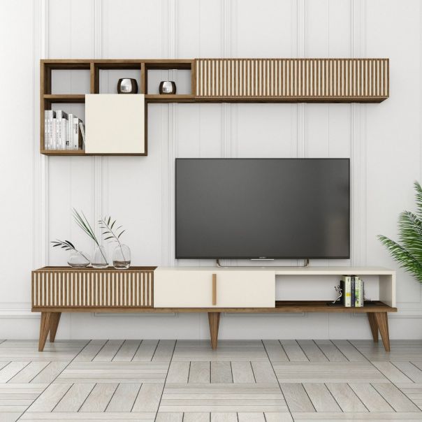 HANAH HOME TV polica Milan TV Walnut Cream