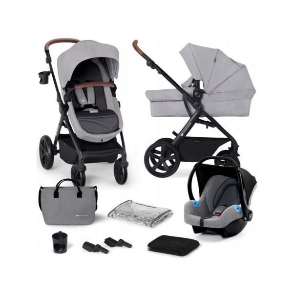 KINDERKRAFT Kolica za bebe A-TOUR 3u1 (MINK) Light grey (KSATOU00LGR3000)