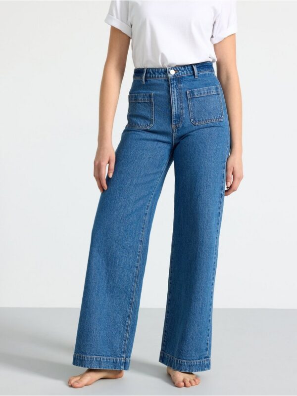 Farmerke – duboke sa širokim nogavicama – 99% pamuk – High waist Jeans with wide legs