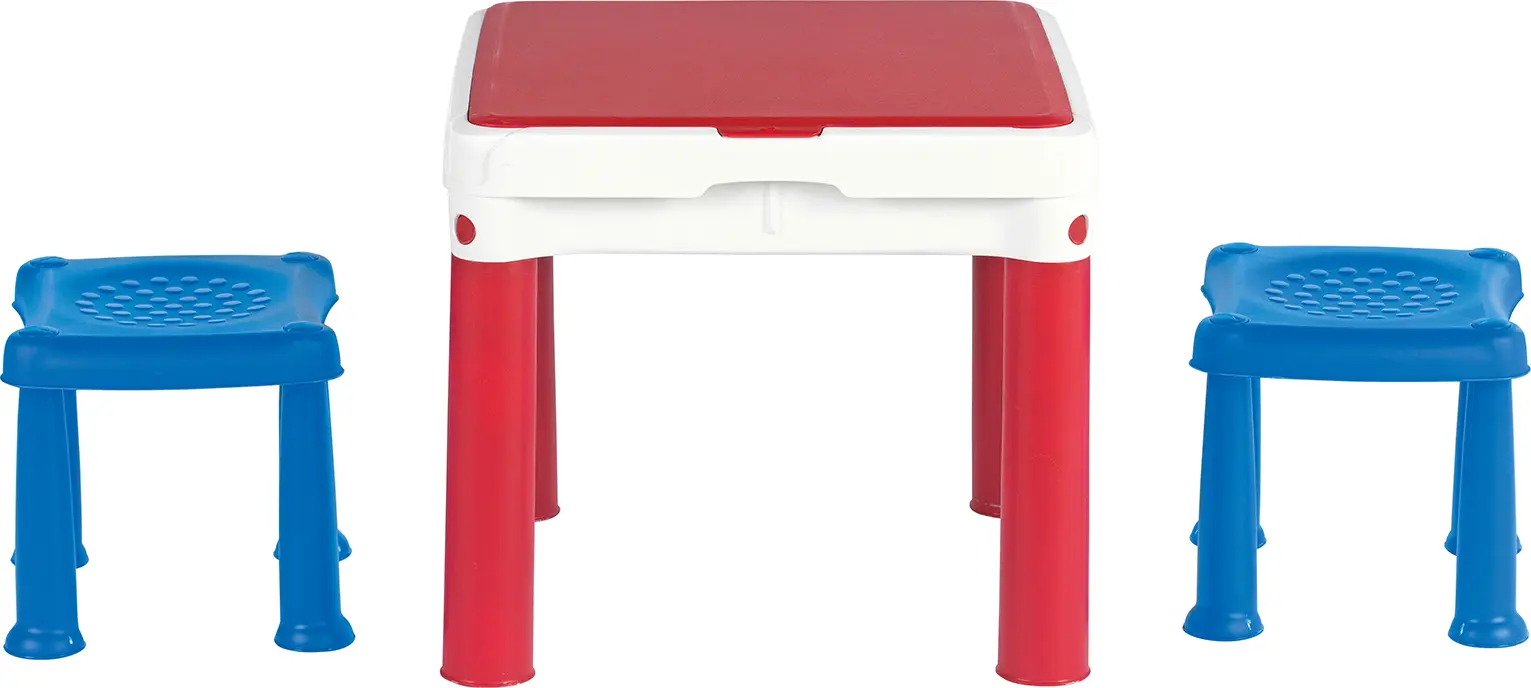 KETER Constructable Dečiji sto sa dve stolice, Crveno-plavi