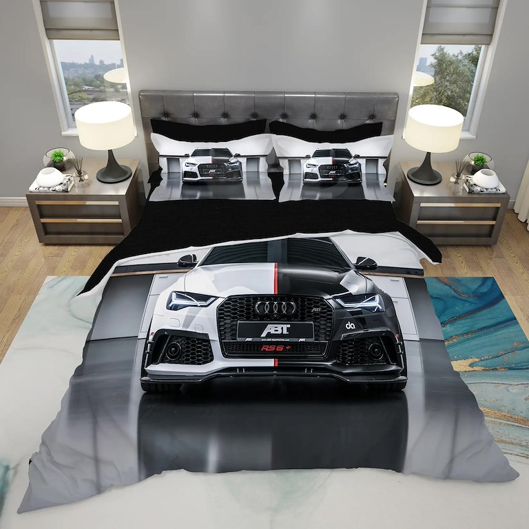 MEY HOME Audi black & white 3D Posteljina za bračni krevet, 200x220