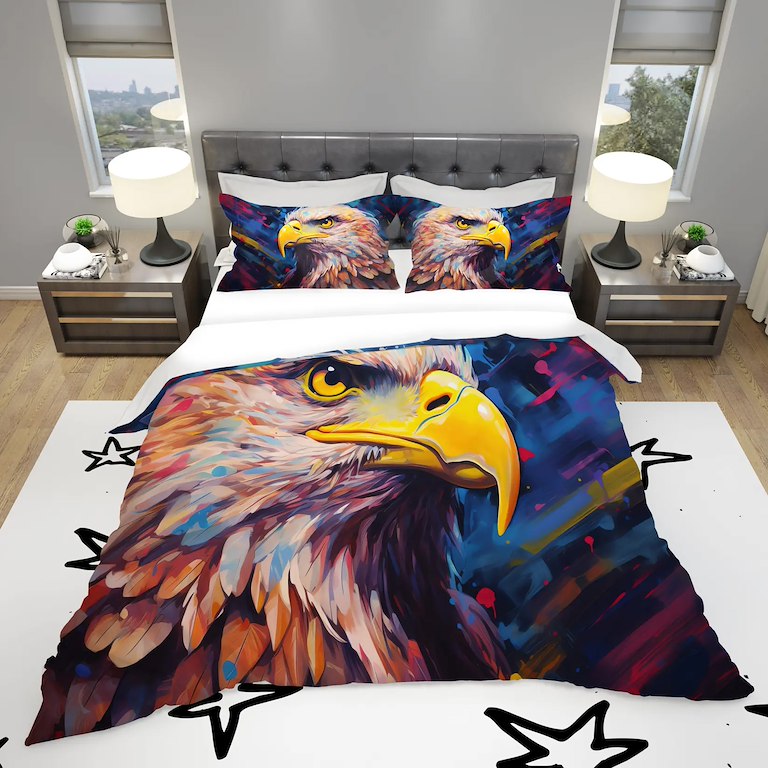 MEY HOME Colorful eagle 3D Posteljina za bračni krevet, 200x220