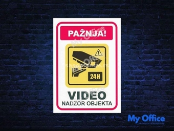 Nalepnica VIDEO NADZOR OBJEKTA,za staklo,A6 format