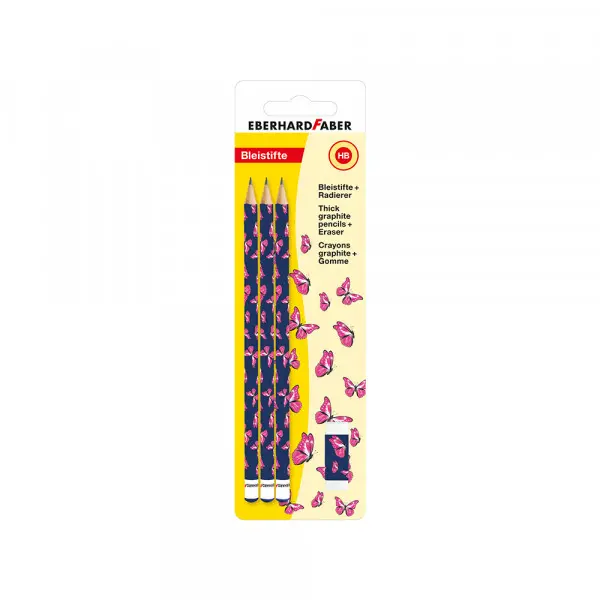FABER CASTELL Set tri grafitne olovke Polyblister + gumica Leptir