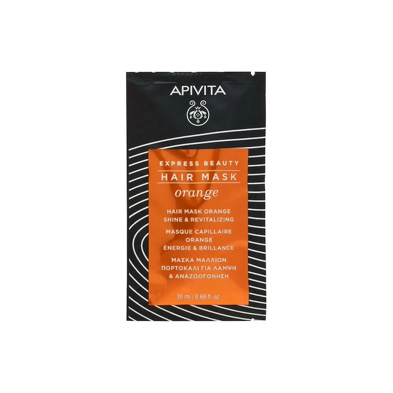 APIVITA Express Beauty Maska za Sjaj i Revitalizaciju Kose sa Narandžom 20 mL za Jednokratnu Upotrebu