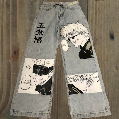 Jujutsu Kaisen ručno oslikane pantalone