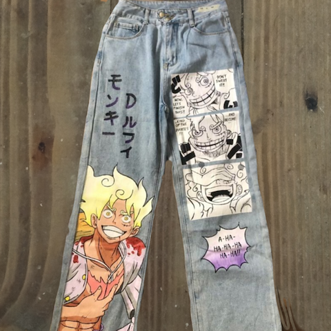 One Piece ručno oslikane pantalone