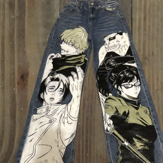 Jujutsu Kaisen ručno oslikane pantalone