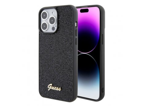 GUESS MASKA ZA IPHONE 15 PRO MAX DISCO SCRIPT METAL BLACK