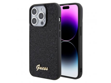 GUESS MASKA ZA IPHONE 15 PRO DISCO SCRIPT METAL BLACK