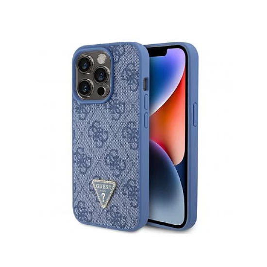 GUESS MASKA ZA IPHONE 15 PRO LEATHER 4G TRIANGLE STRASS BLUE CENA
