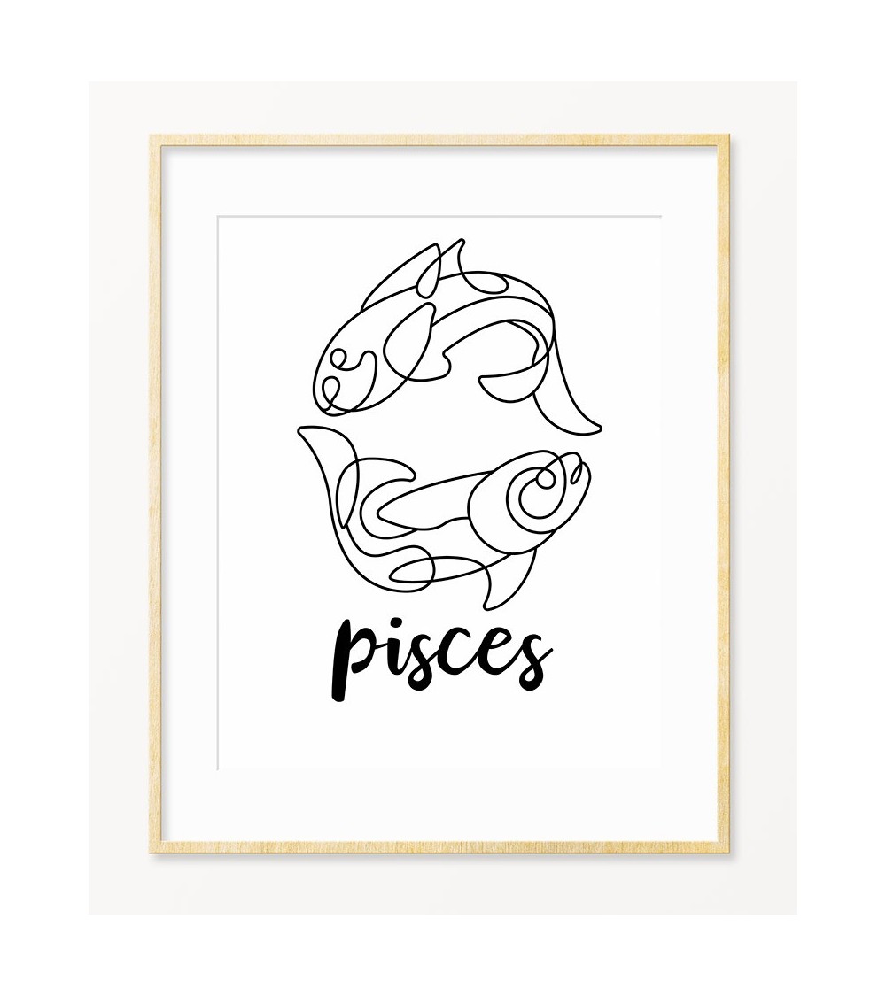 RIBE (PISCES) CRNO BELI POSTER SA HOROSKOPSKIM ZNAKOM ZA ZID (ART. P-1827)