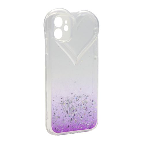 Futrola - maska Sparkly Heart za iPhone 12 (6.1) ljubicasta (MS)