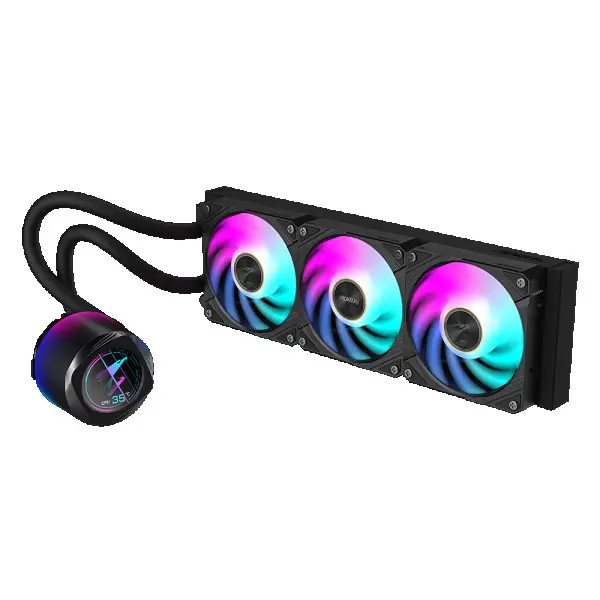 AORUS WATERFORCE X II 360, Circular full-color LCD for video playback/custom text support, ( GP-AORUS WATERFORCE X II 360 )