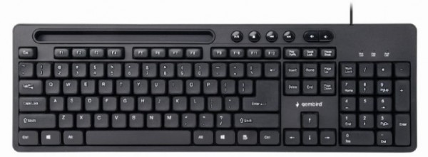 KB-UM-108 Gembird Multimedijalna tastatura US layout black USB sa drzacem za telefon A