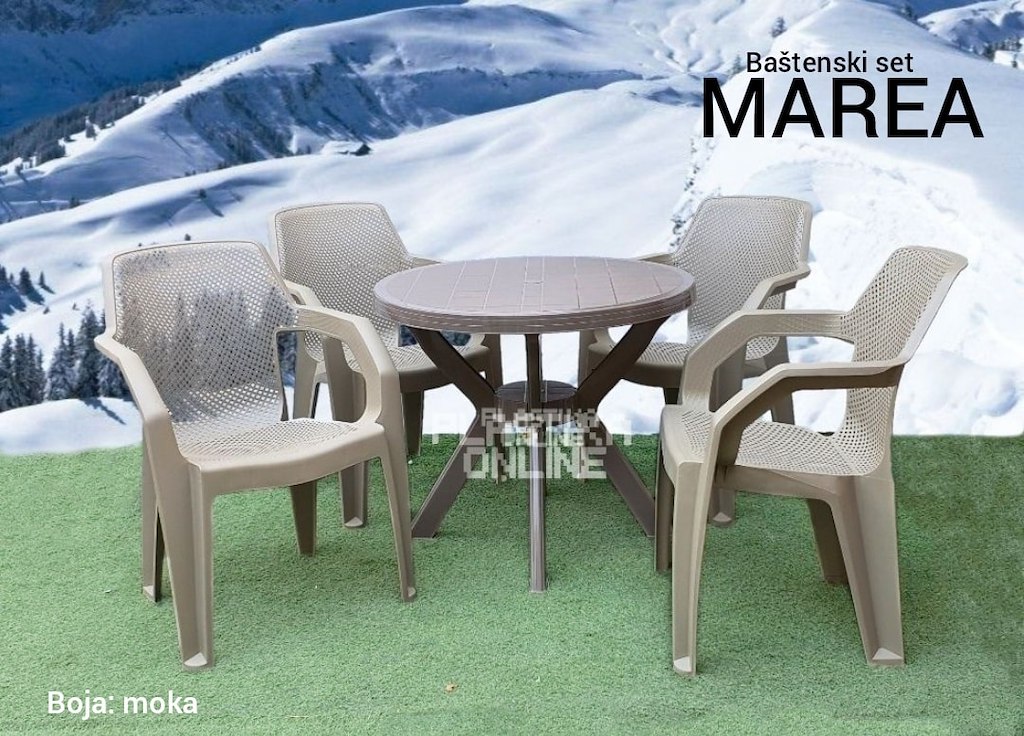 Baštenski set MAREA LUX – Krem (4 stolice i 1 sto)