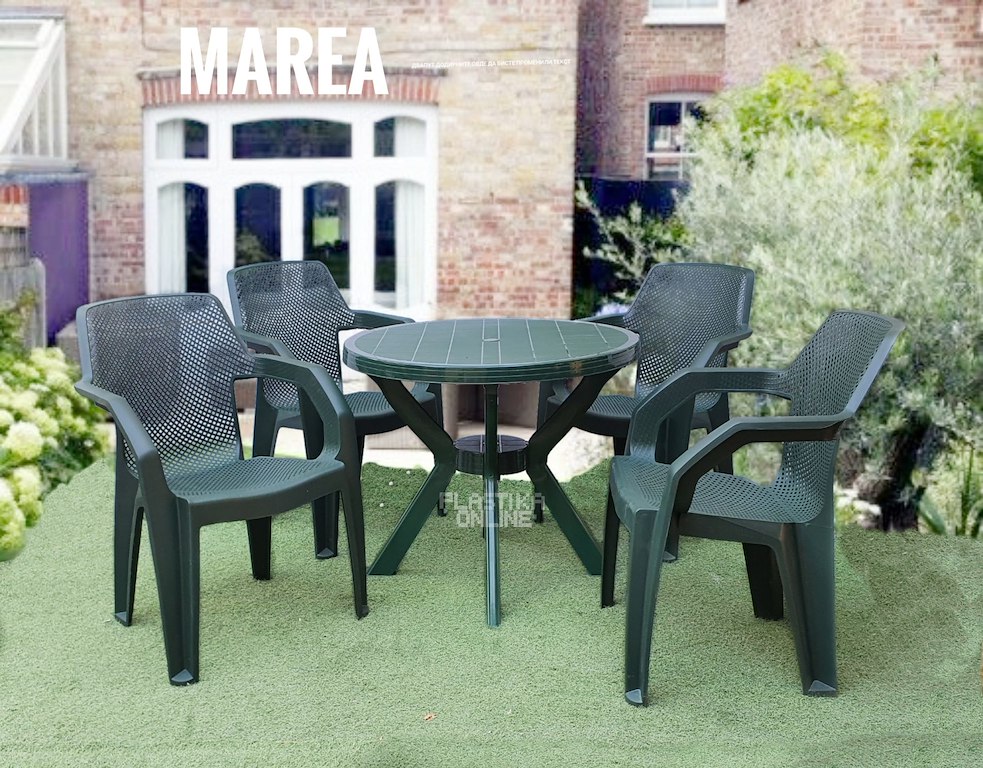 Baštenski set MAREA LUX – Tamno zeleni (4 stolice i 1 sto)