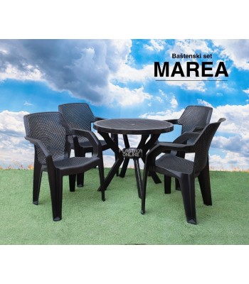 Baštenski set MAREA LUX – Antracit (4 stolice i 1 sto)