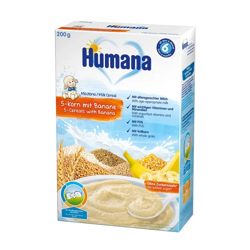 Humana mlečna instant kaša 5 žitarica i banana 200g