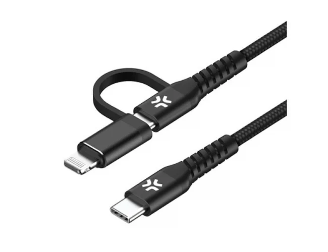 Celly USBC2 kabl za telefon 2u1 USB C (muški) na UCB C/Lightning crni