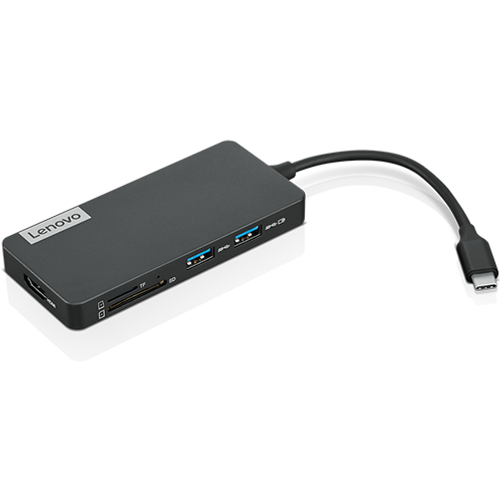 Lenovo GX90T77924 Lenovo USB-C 7-in-1 Hub: 2x USB3.0; 1x USB2.0 1x HDMI 4K, 1x SD/TF Card reader 1xUSB-C Charging Port, power pass-through to charge Notebook (up to 65W)