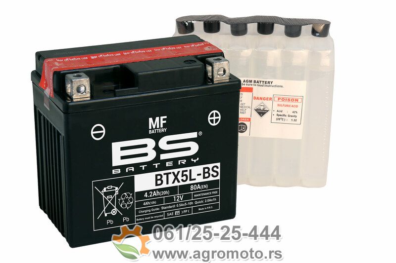 Akumulator BS 12V 4Ah gel BTX5L-BS desni plus 70A