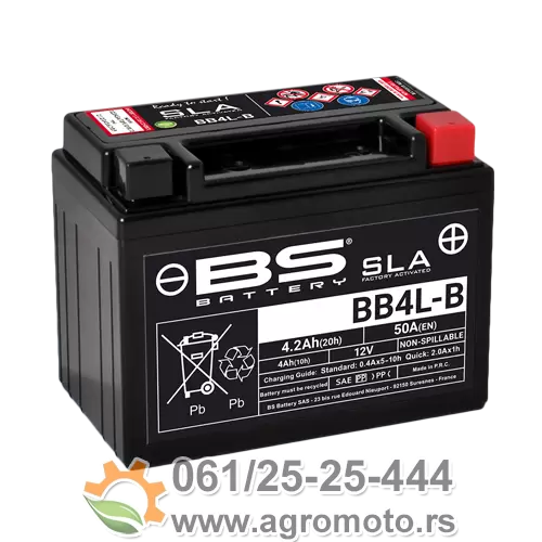 Akumulator BS 12V 4Ah SLA BB4L-B desni plus