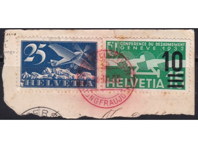 Švajcarska 1935 Avionske marke  isečak poništeno