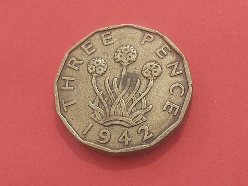 Britanija - three pence 1942 god