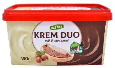 KREM KAKAO-MLEČNI 3% LEŠNIKA BAŠ BAŠ 450G
KREM KAKAO-MLEČNI 3% LEŠNIKA BAŠ BAŠ 450G