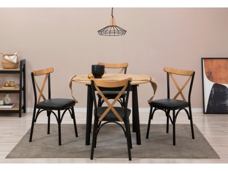 HANAH HOME Trpezarijski sto i stolice Oliver Oak Black