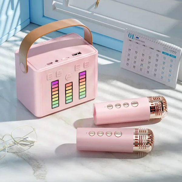 Bluetooth zvucnik Karaoke set sa mikrofonom Q-2 roze