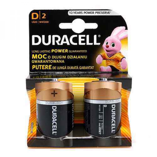 Baterija alkalna 1.5V D LR20 blister 2/1 Duracell