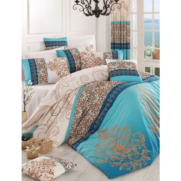 L`ESSENTIEL MAISON Ranforce posteljina 240x220 cm Katre Turquoise