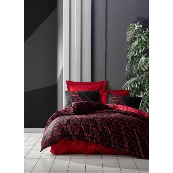 L`ESSENTIEL MAISON Ranforce komplet posteljina 160x220 cm Shadow Claret Red