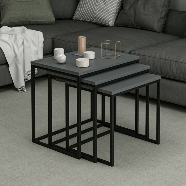 HANAH HOME Set stolova Evia Anthracite